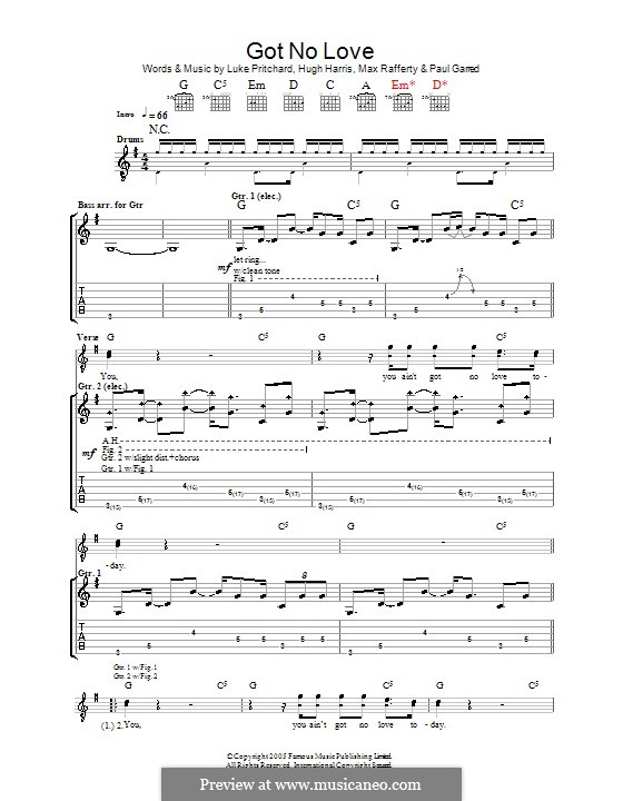 Got No Love (The Kooks) von H. Harris, L. Pritchard, M. Rafferty, P ...