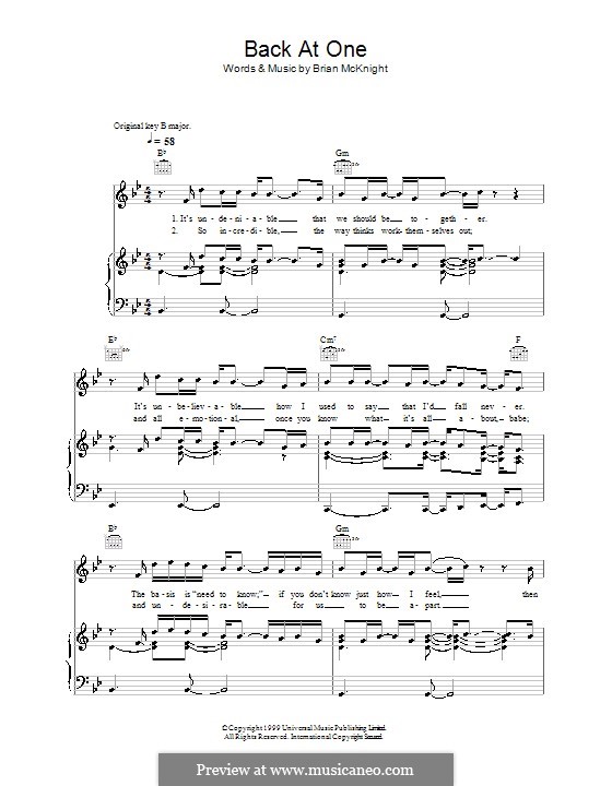 Back at One von B. McKnight - Noten auf MusicaNeo