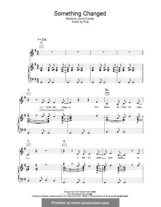 Something Changed von Pulp - Noten auf MusicaNeo