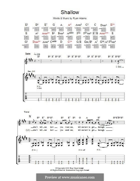 Shallow von R. Adams - Noten auf MusicaNeo