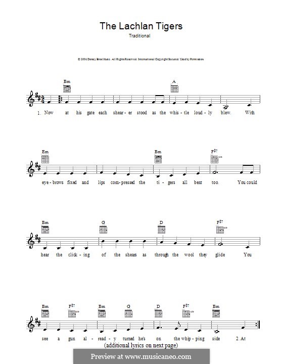 The Lachlan Tigers von folklore - Noten auf MusicaNeo