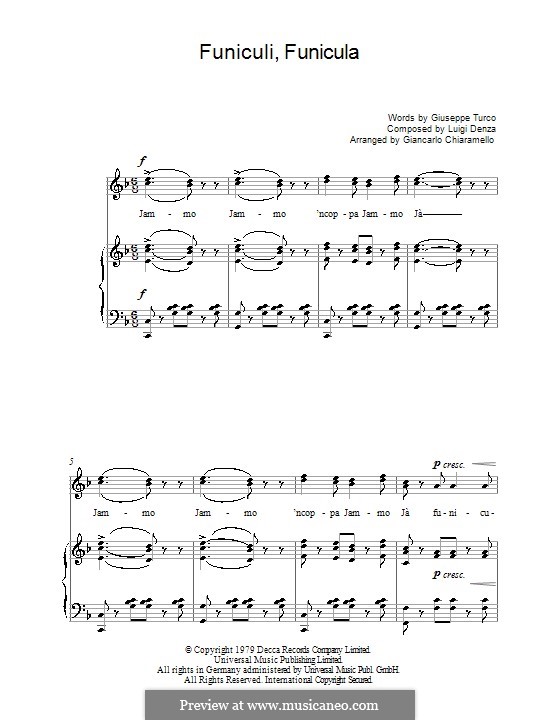 Funiculi, Funicula von L. Denza - Noten auf MusicaNeo