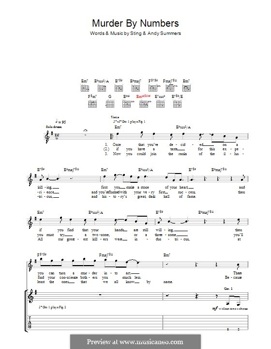 Murder By Numbers (The Police) von Sting, A. Summers - Noten auf MusicaNeo
