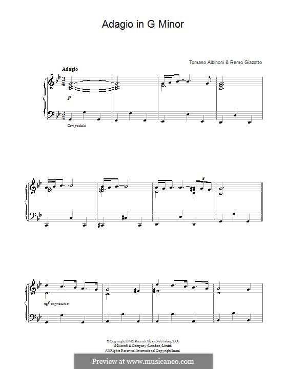 Adagio von T. Albinoni, R. Giazotto - Noten auf MusicaNeo