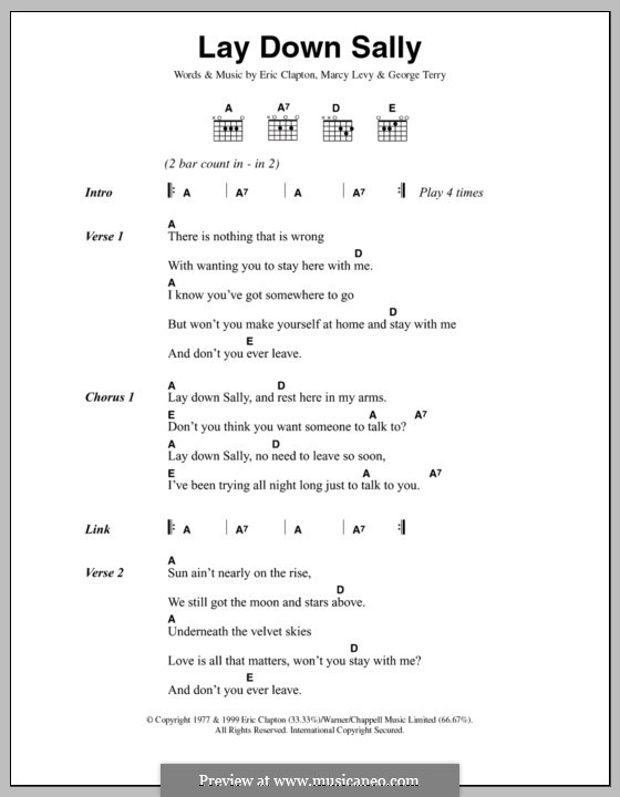 Lay Down Sally von G. Terry, M. Levy - Noten auf MusicaNeo