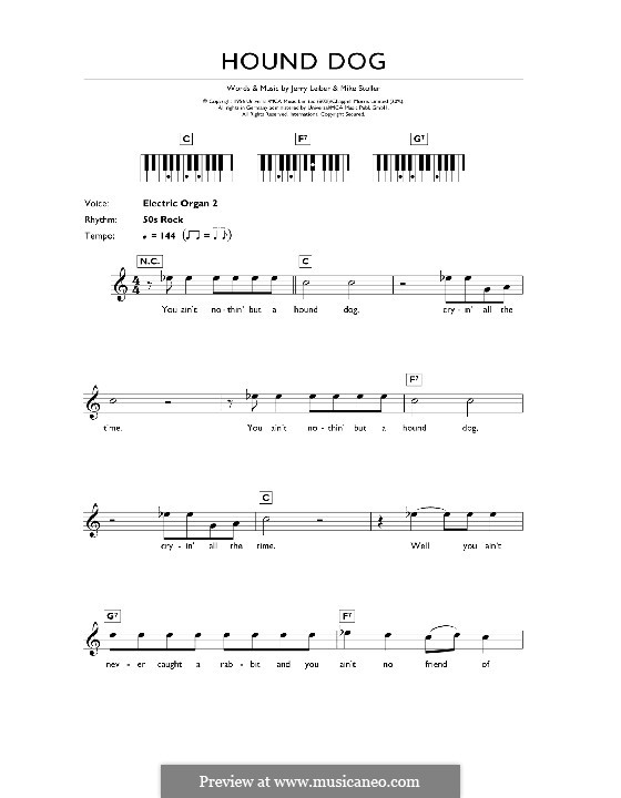 Hound Dog (Elvis Presley) von J. Leiber, M. Stoller - Noten auf MusicaNeo