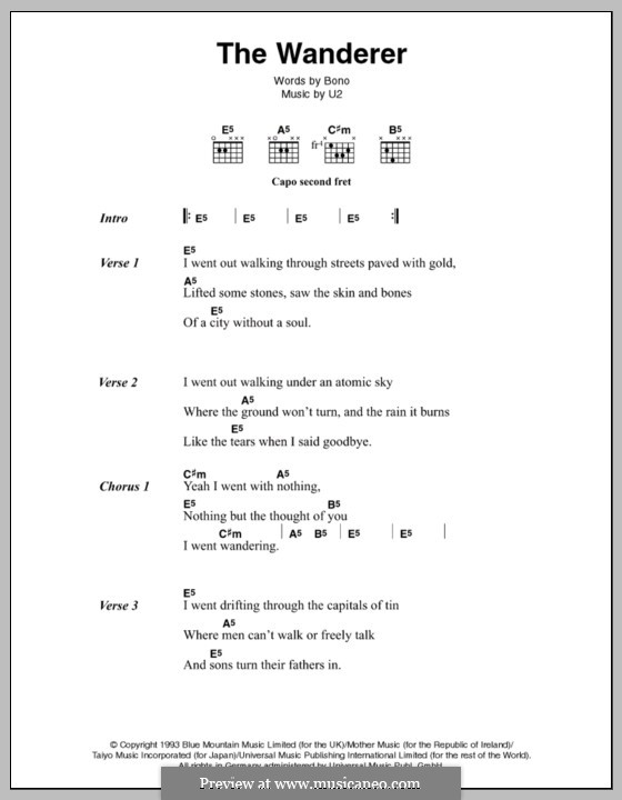 The Wanderer von U2 - Noten auf MusicaNeo