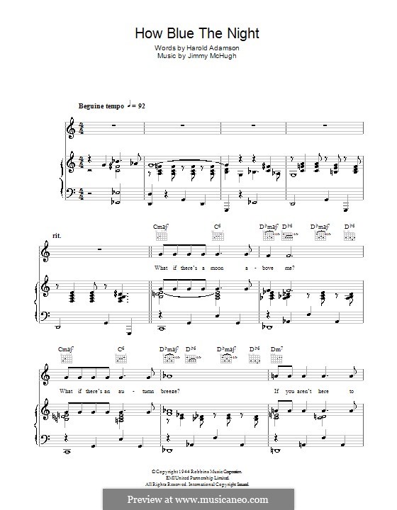 How Blue the Night von J. McHugh - Noten auf MusicaNeo