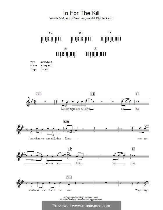 In for the Kill (La Roux) von B. Langmaid, E. Jackson - Noten auf MusicaNeo