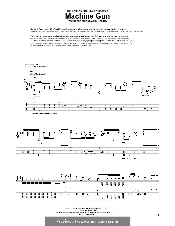 Machine Gun (Live) von J. Hendrix - Noten auf MusicaNeo