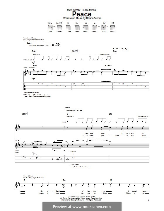 Peace (Weezer) von R. Cuomo - Noten auf MusicaNeo