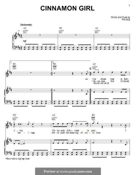 Cinnamon Girl von Prince - Noten auf MusicaNeo