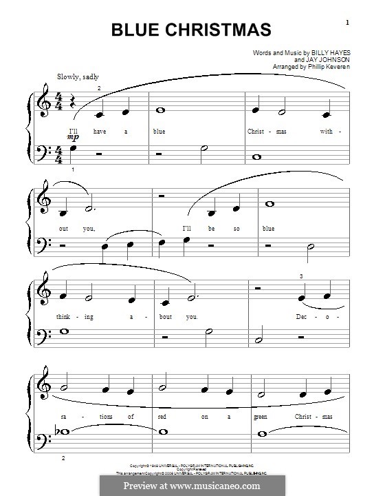 Piano version (Blue Christmas) von B. Hayes, J. Johnson auf MusicaNeo