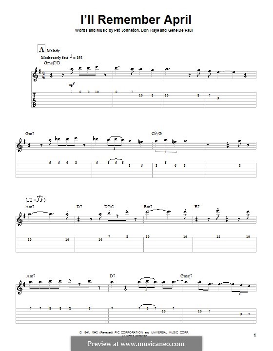I'll Remember April (Woody Herman) von D. Raye, G.d. Paul, P. Johnson ...