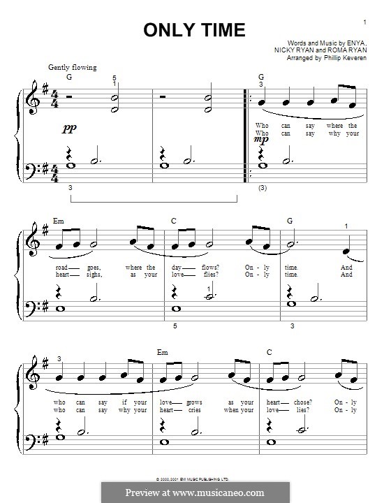 Only Time (Enya) von N. Ryan, R. Ryan - Noten auf MusicaNeo