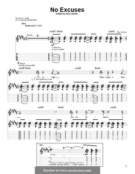 No Excuses (Alice in Chains) von J. Cantrell - Noten auf MusicaNeo