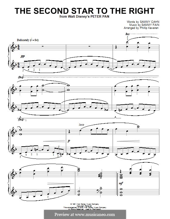 The Second Star to the Right (from Peter Pan) von S. Fain auf MusicaNeo