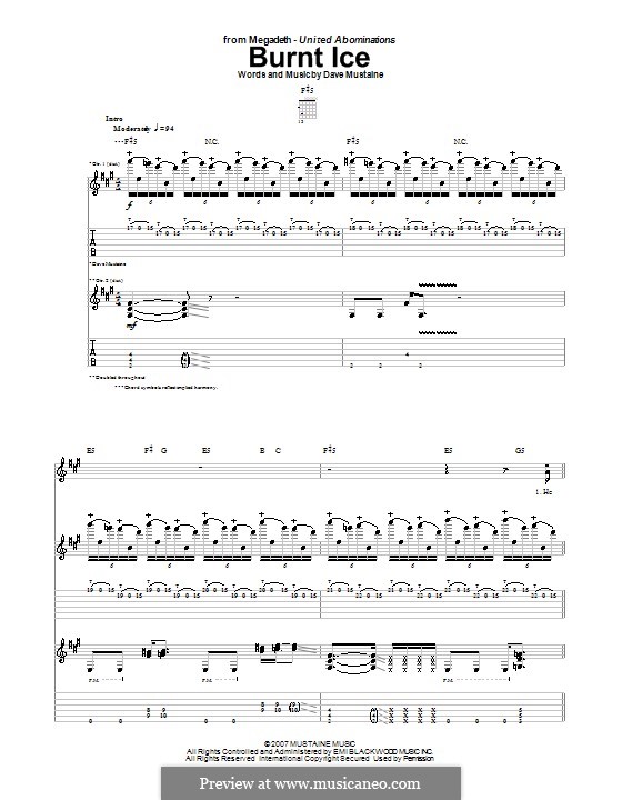 Burnt Ice (Megadeth) von D. Mustaine - Noten auf MusicaNeo