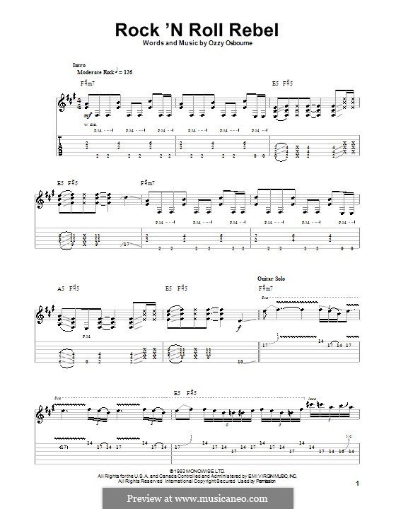 Rock 'N Roll Rebel von Ozzy Osbourne - Noten auf MusicaNeo