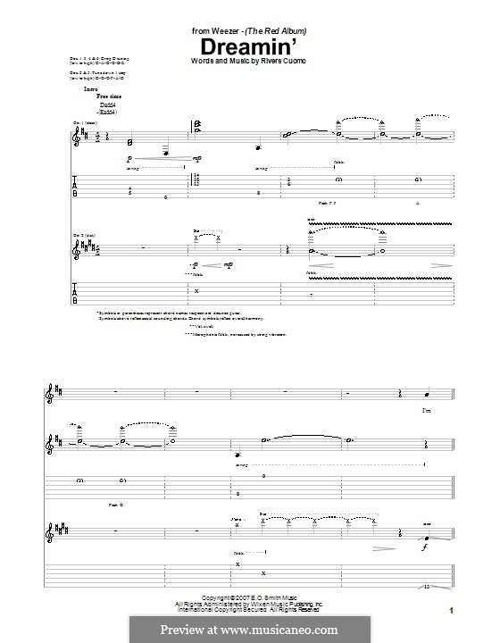 Dreamin' (Weezer) von R. Cuomo - Noten auf MusicaNeo