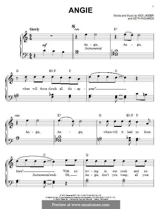 Angie (The Rolling Stones) von K. Richards, M. Jagger - Noten auf MusicaNeo