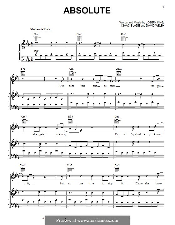 Absolute (The Fray) von D. Welsh, I. Slade, J. King - Noten auf MusicaNeo