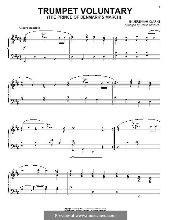 Prince of Denmark's March (Trumpet Voluntary), printable scores von J ...