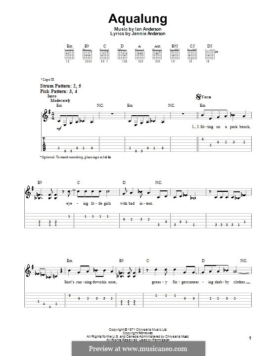 Aqualung (Jethro Tull) von I. Anderson, J. Anderson - Noten auf MusicaNeo