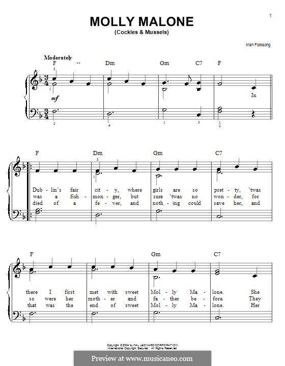 Molly Malone von folklore - Noten auf MusicaNeo