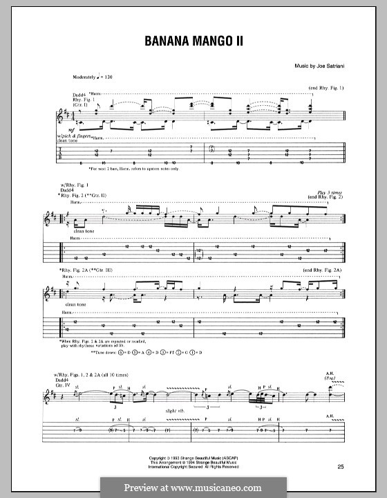 Banana Mango II von J. Satriani - Noten auf MusicaNeo