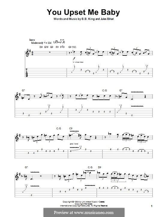 You Upset Me Baby von J. Bihari - Noten auf MusicaNeo