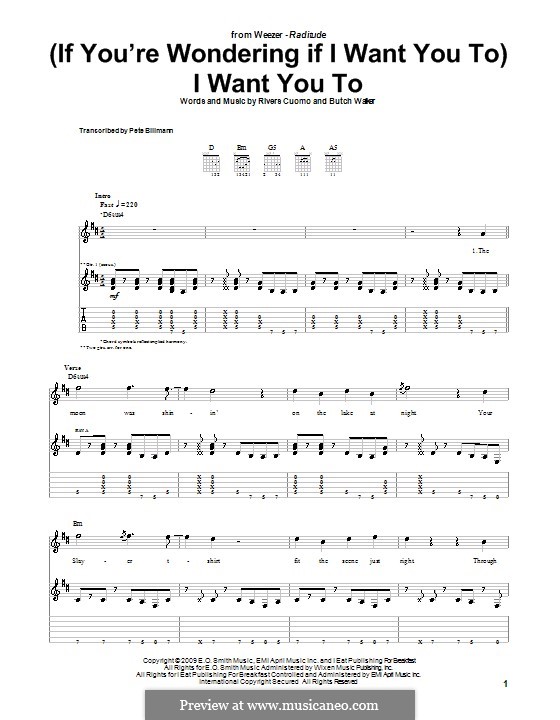 (If You're Wondering if I Want You to) I Want You to (Weezer) von B. Walker, R. Cuomo auf MusicaNeo