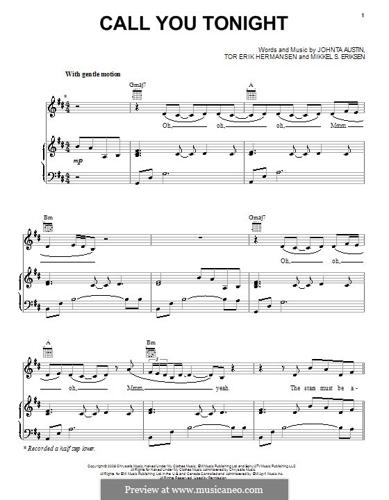 Call You Tonight (Whitney Houston) von J. Austin, M.S. Eriksen, T.E ...