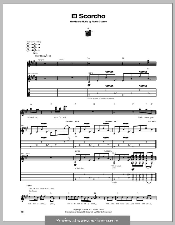 El Scorcho (Weezer) von R. Cuomo - Noten auf MusicaNeo