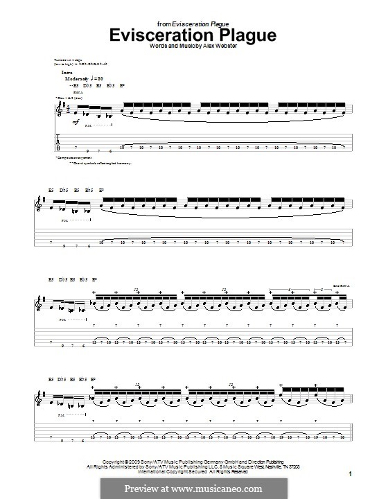 Evisceration Plague (Cannibal Corpse) von A. Webster - Noten auf MusicaNeo