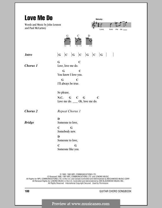 Love Me Do (The Beatles) von J. Lennon, P. McCartney - Noten auf MusicaNeo
