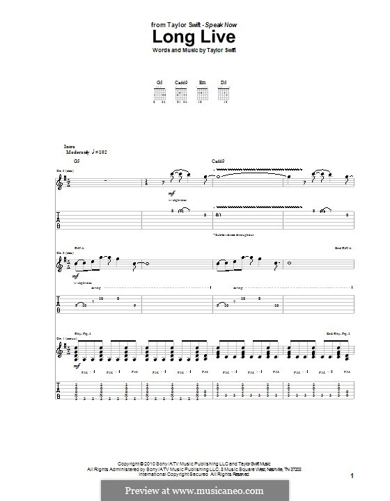 Long Live von T. Swift - Noten auf MusicaNeo