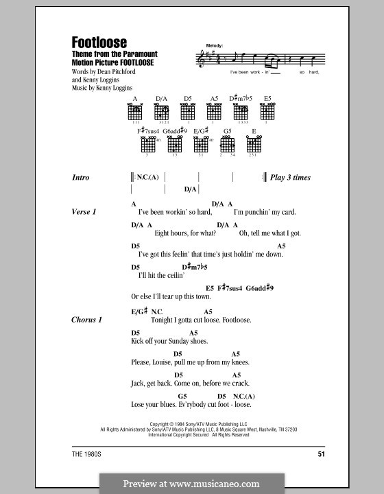 Footloose von K. Loggins - Noten auf MusicaNeo