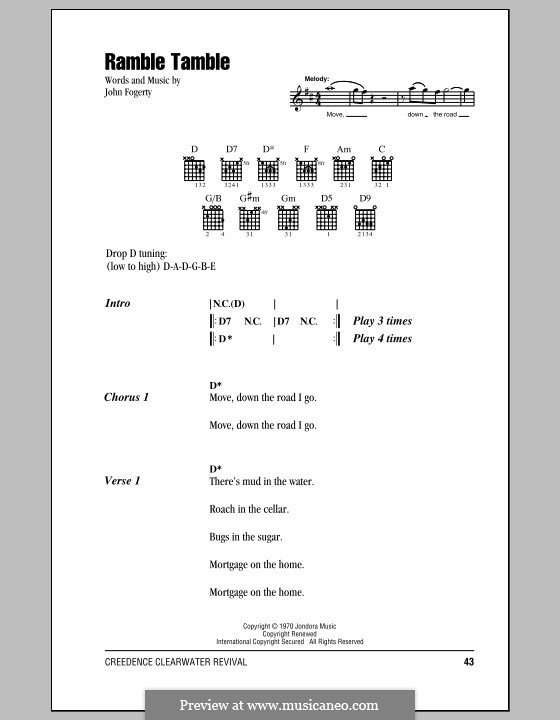 Ramble Tamble von J.C. Fogerty - Noten auf MusicaNeo