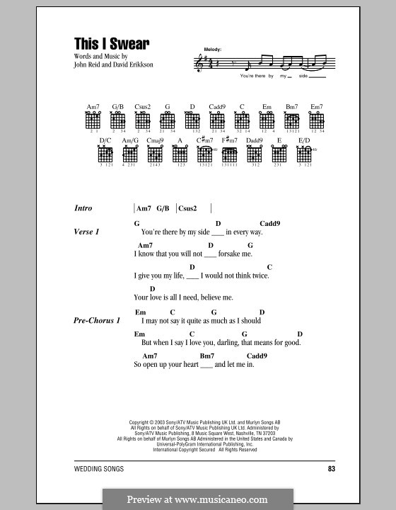 This I Swear von D. Eriksen - Noten auf MusicaNeo