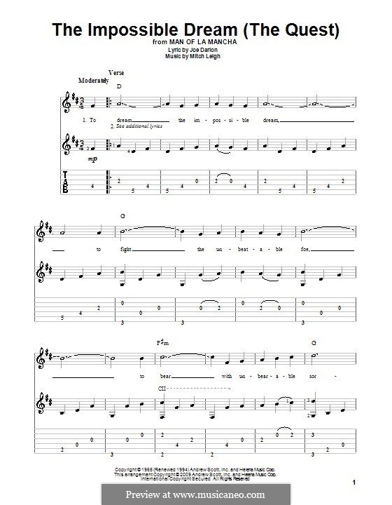 The Impossible Dream (The Quest) von M. Leigh - Noten auf MusicaNeo