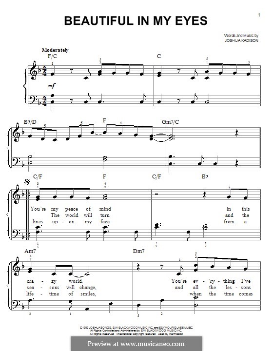 Beautiful in My Eyes von J. Kadison - Noten auf MusicaNeo