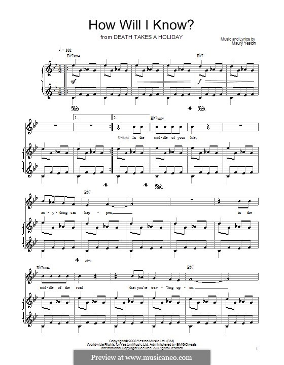 How Will I Know? von M. Yeston - Noten auf MusicaNeo