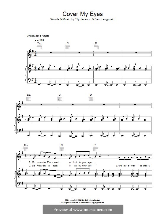 Cover My Eyes (La Roux) von B. Langmaid, E. Jackson - Noten auf MusicaNeo
