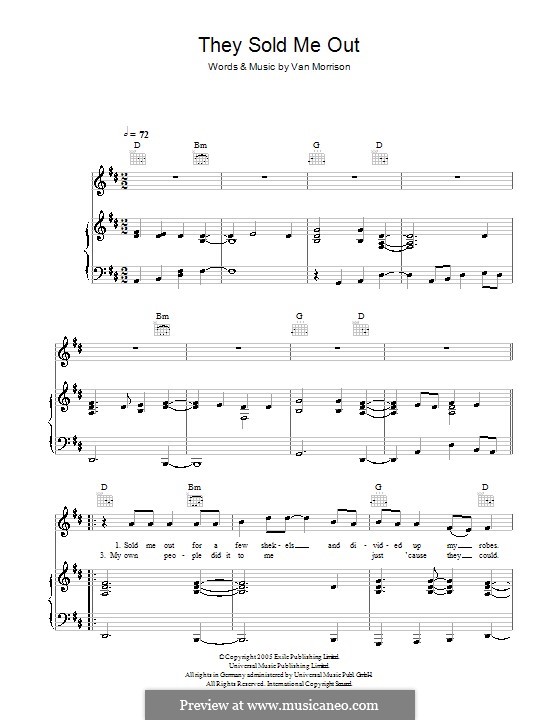 They Sold Me Out von V. Morrison - Noten auf MusicaNeo