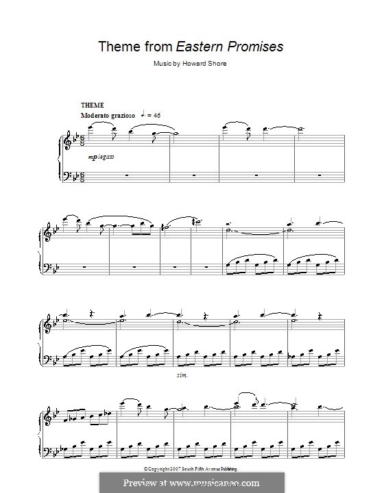 Theme from Eastern Promises von H. Shore - Noten auf MusicaNeo