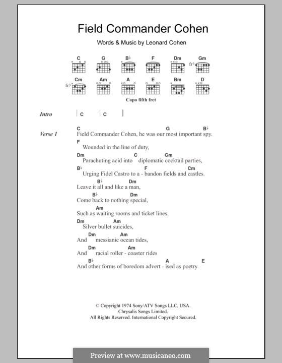 Field Commander Cohen von L. Cohen - Noten auf MusicaNeo