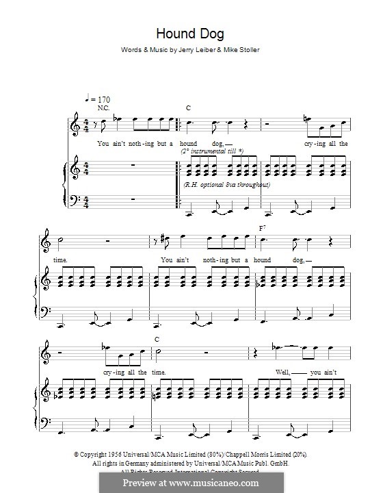 Hound Dog (Elvis Presley) von J. Leiber, M. Stoller - Noten auf MusicaNeo