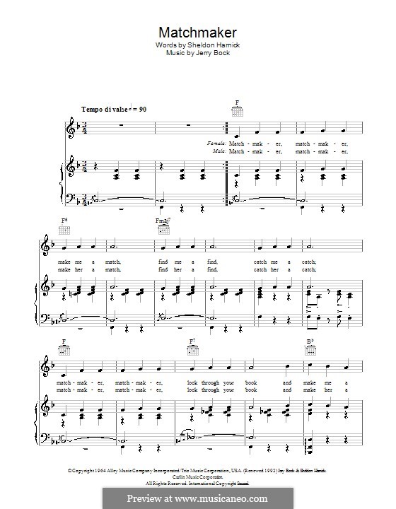 Matchmaker (from The Fiddler on the Roof) von J. Bock - Noten auf MusicaNeo