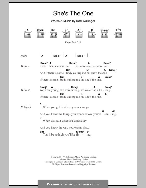 She's the One von K. Wallinger - Noten auf MusicaNeo